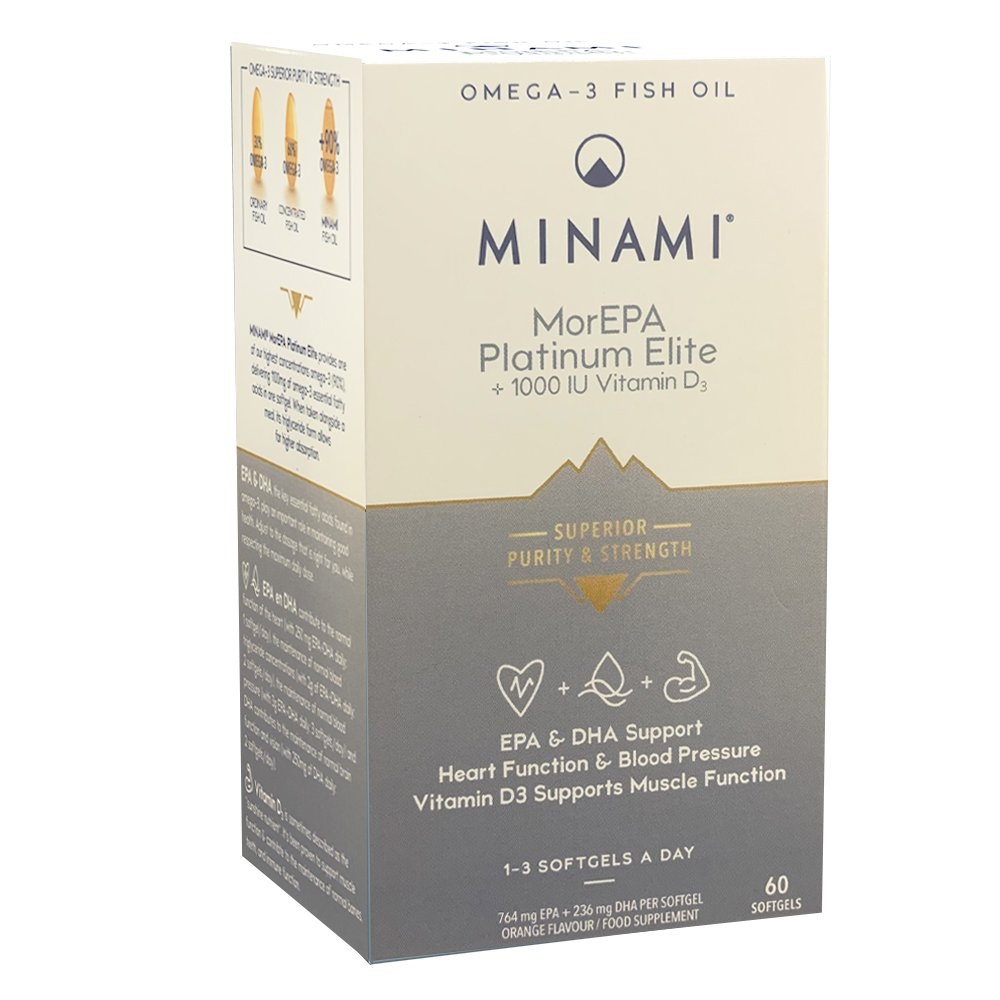 Minami MorEPA Platinum Elite Omega-3 + 1000IU Vitamin D3 60caps ...